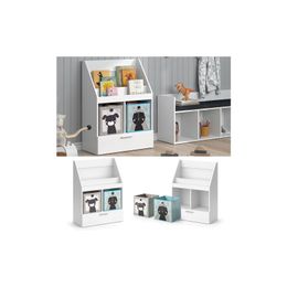 VICCO Kinderregal Bücherregal Wandregal Luigi Weiß 72x96 cm modern Kinderzimmer Regal Spielzeugregal Dekoregal Standregal Aufbewahrungsregal Würfelregal Schublade Ablage Fach freistehend Faltbox