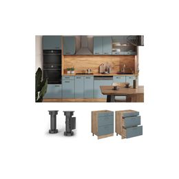 VICCO Schubladenunterschrank Küchenschrank R-Line Solid Eiche Blau Grau 60 cm modern