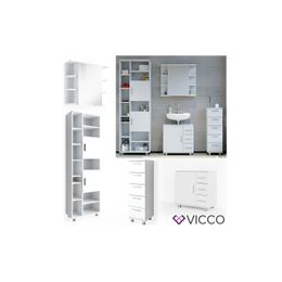 VICCO Badmöbel Set ILIAS Weiß Bad Spiegel Kommode Unterschrank Badschrank