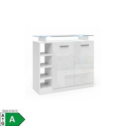 VICCO Kommode Asti 2 Türen Highboard LED Beleuchtung Glasablage Anrichte Schrank