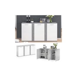 VICCO Sideboard Novelli Highboard Kommode Anrichte Schrank 3 Türen Weiß Beton