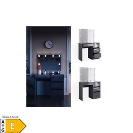 VICCO Schminktisch Sherry Anthrazit Hochglanz 90 x 75 cm, Spiegel LED modern