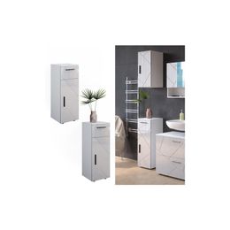 VICCO Midischrank Badschrank Badezimmermöbel Irma Weiß Hochglanz modern 30x81 cm Badezimmer Schrank Badmöbel Schranktür Schrankfach Schrankschublade Ablage Aufbewahrung