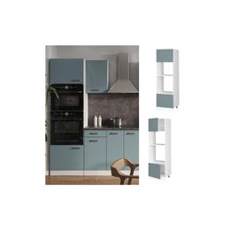 VICCO Mikrowellenschrank K&uuml;chenschrank R-Line Solid Wei&szlig; Blau Grau 60 cm modern