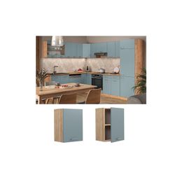 VICCO H&auml;ngeschrank K&uuml;chenschrank R-Line Solid Eiche Blau Grau 45 cm modern