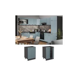 VICCO Unterschrank K&uuml;chenschrank R-Line Solid Anthrazit Blau Grau 60 cm modern