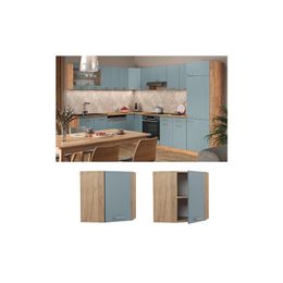 VICCO Eckh&auml;ngeschrank K&uuml;chenschrank R-Line Solid Eiche Blau Grau 57 cm modern