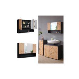 VICCO Spiegelschrank Badspiegel Wandspiegel Irma Anthrazit Eiche 80 cm modern Badezimmer Spiegel Badezimmerschrank Badezimmerm&ouml;bel Spiegelt&uuml;r Schrankt&uuml;r H&auml;ngeschrank Einlegeboden Regal Ablage