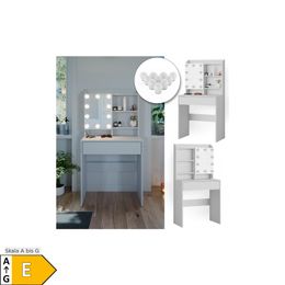 VICCO Schminktisch Frisiertisch Frisierkommode Laura Wei&szlig; LED 70x136 cm Spiegelschrank modern Schlafzimmer Kommode Schminkspiegel Schrank Schublade Kosmetiktisch Make-Up-Tisch