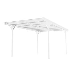 WESTMANN Aluminium Flachdach Carport Helsinki 15 m&sup2; weiss inkl. Regenrinne