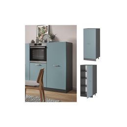 VICCO Vorratsschrank K&uuml;chenschrank R-Line Solid Anthrazit Blau Grau 60 cm modern gro&szlig;e T&uuml;r