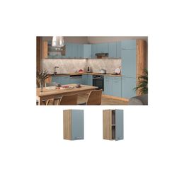 VICCO H&auml;ngeschrank K&uuml;chenschrank R-Line Solid Eiche Blau Grau 30 cm modern