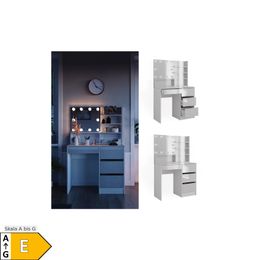 VICCO Schminktisch Sherry Wei&szlig; Hochglanz 90 x 75 cm Spiegel Regal LED modern