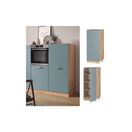 VICCO Vorratsschrank K&uuml;chenschrank R-Line Solid Eiche Blau Grau 60 cm modern gro&szlig;e T&uuml;r