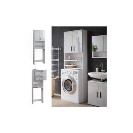 VICCO Waschmaschinenschrank Irma Wei&szlig; Hochglanz 64 x 191 cm Badezimmer