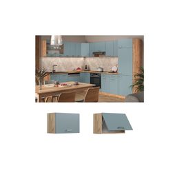 VICCO H&auml;ngeschrank flach K&uuml;chenschrank R-Line Solid Eiche Blau Grau 60 cm modern