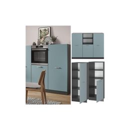 VICCO K&uuml;chenzeile R-Line Solid Anthrazit Blau Grau 180 cm modern K&uuml;chenschr&auml;nke K&uuml;chenm&ouml;bel