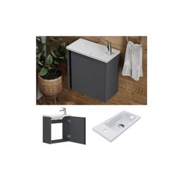 VICCO Waschbecken mit Unterschrank Kleo, 50 cm, Waschtisch mit T&uuml;r, Anthrazit Wandmontage