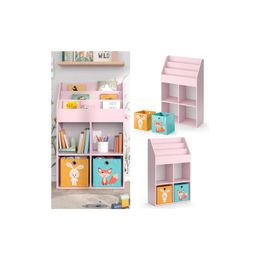 VICCO Kinderb&uuml;cherregal Luigi 72 x 114 cm, Rosa, Kinderzimmerregal, offene F&auml;cher, gro&szlig;, Faltboxen