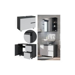 VICCO Waschtischunterschrank Waschbeckenunterschrank Badschrank J-shape Anthrazit Wei&szlig; modern 80x61cm Badezimmer Schrank Badm&ouml;bel Schrankt&uuml;r Schrankschublade Aufbewahrung