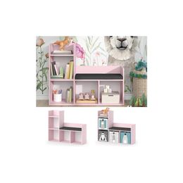 VICCO Regal mit Sitzbank Luigi 107 x 88 cm, Rosa, Kinderzimmer, gro&szlig;e F&auml;cher