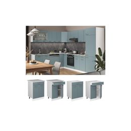 VICCO Schubunterschrank K&uuml;chenschrank R-Line Solid Wei&szlig; Blau Grau 60 cm modern Arbeitsplatte
