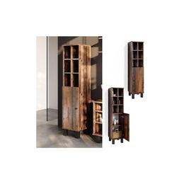 VICCO Midischrank Hochschrank Badschrank Fynn Old Style gro&szlig;e T&uuml;r Badm&ouml;bel