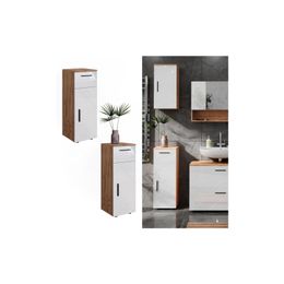 VICCO Midischrank Badschrank Badezimmerm&ouml;bel Irma Eiche Wei&szlig; Hochglanz modern 30x81 cm Badezimmer Schrank Badkommode Badm&ouml;bel Schrankschublade Schrankt&uuml;r