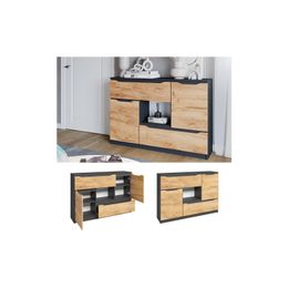 VICCO Sideboard Ruben 120 x 84 cm Anthrazit Eiche Kommode