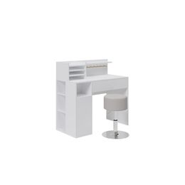 VICCO Schreibtisch, Weiß, 2 Teile, mit Hocker