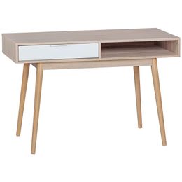 KADIMA DESIGN Schreibtisch KARIN, Sonoma Eiche/Weiß, 120 cm, Regal-Fach, großer Arbeitsbereich