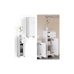 VICCO Badschrank EMMA Wei&szlig; - Badezimmerschrank Badregal Midischrank Schublade