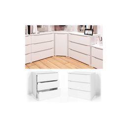 VICCO Kommode RUBEN Wei&szlig; 3 Schubladen 80cm Sideboard Mehrzweckschrank Schrank