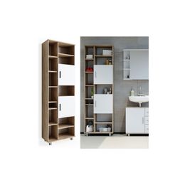 VICCO Badschrank ILIAS 190 x 60 cm Wei&szlig; Sonoma - Hochschrank Regal Badregal