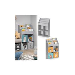 VICCO Kinderregal B&uuml;cherregal Wandregal Luigi Hellgrau 72x114 cm modern Kinderzimmer Regal Spielzeugregal Dekoregal Standregal Aufbewahrungsregal W&uuml;rfelregal Ablage Fach freistehend