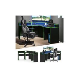 VICCO Computermöbelset Computerecktisch 2x Schreibtisch kurz Kron Schwarz/Grün