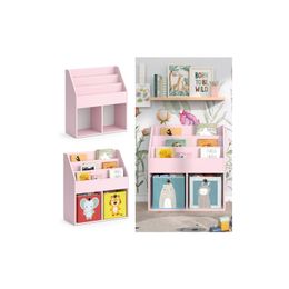 VICCO Kinderb&uuml;cherregal Luigi 72 x 79 cm, Rosa, Kinderzimmerregal, offene F&auml;cher