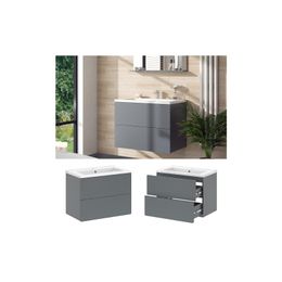 VICCO Badmöbel-Set Izan Grau modern Waschtischunterschrank Waschbecken