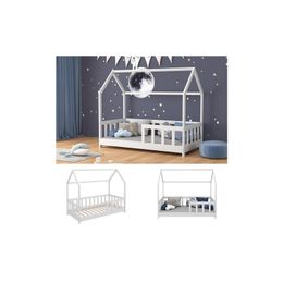 Vitalispa Kinderbett Bettenhaus Einzelbett Michelle Weiß 140 x 70 cm modern Kinderzimmer Bett Lattenrost Rausfallschutz