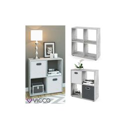 VICCO Raumteiler TETRA 4 F&auml;cher Grau Beton - Standregal B&uuml;cherregal B&uuml;roregal