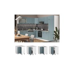 VICCO Eckunterschrank K&uuml;chenschrank R-Line Solid Wei&szlig; Blau Grau 87 cm modern Arbeitsplatte