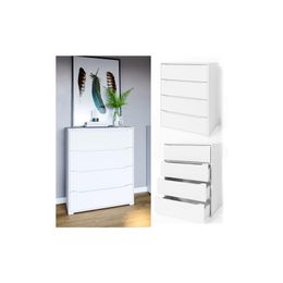 VICCO Kommode RUBEN Wei&szlig; 4 Schubladen 80 cm Sideboard Mehrzweckschrank Schrank