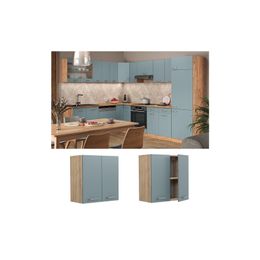 VICCO H&auml;ngeschrank K&uuml;chenschrank R-Line Solid Eiche Blau Grau 60 cm modern