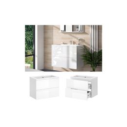 VICCO Badm&ouml;bel-Set Izan Wei&szlig; Hochglanz modern Waschtischunterschrank Waschbecken