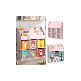 VICCO Kinderb&uuml;cherregal Luigi 107 x 114 cm, Rosa, Kinderzimmerregal, offene F&auml;cher