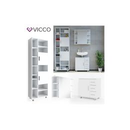 VICCO Badm&ouml;bel Set ILIAS Wei&szlig; Bad Spiegel Kommode Unterschrank Badschrank