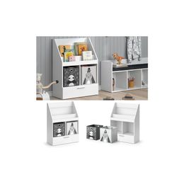 VICCO Kinderregal Bücherregal Wandregal Luigi Weiß 72x96 cm modern Kinderzimmer Regal Spielzeugregal Dekoregal Standregal Aufbewahrungsregal Würfelregal Schublade Ablage Fach freistehend Faltbox