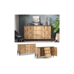 VICCO Sideboard Hatto, Eiche Evoke, 124 x 96,9 cm, mit 2 T&uuml;ren, Wohnzimmer, Schlafzimmer