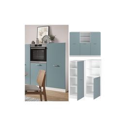 VICCO K&uuml;chenzeile R-Line Solid Wei&szlig; Blau Grau 180 cm modern K&uuml;chenschr&auml;nke K&uuml;chenm&ouml;bel