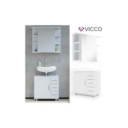 VICCO Badm&ouml;bel Set ILIAS Wei&szlig; - Bad Spiegel Kommode Unterschrank Badschrank